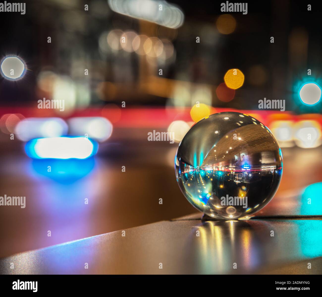 Night city in the glass ball Stock Photo - Alamy