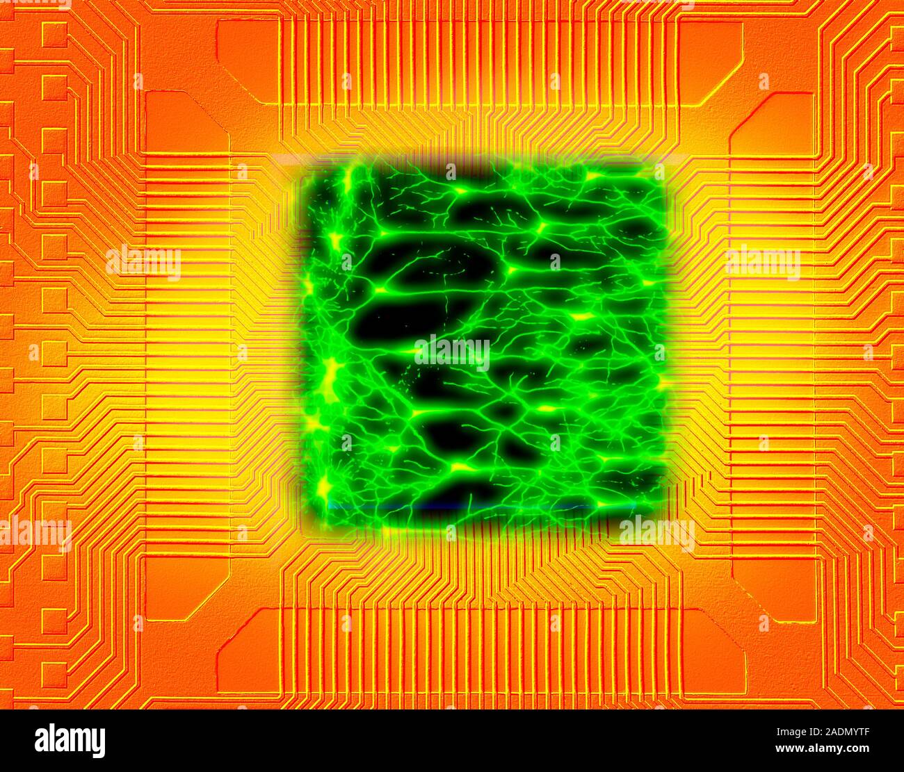 Neurochip, computer artwork. A neurochip is an electronic circuit that ...