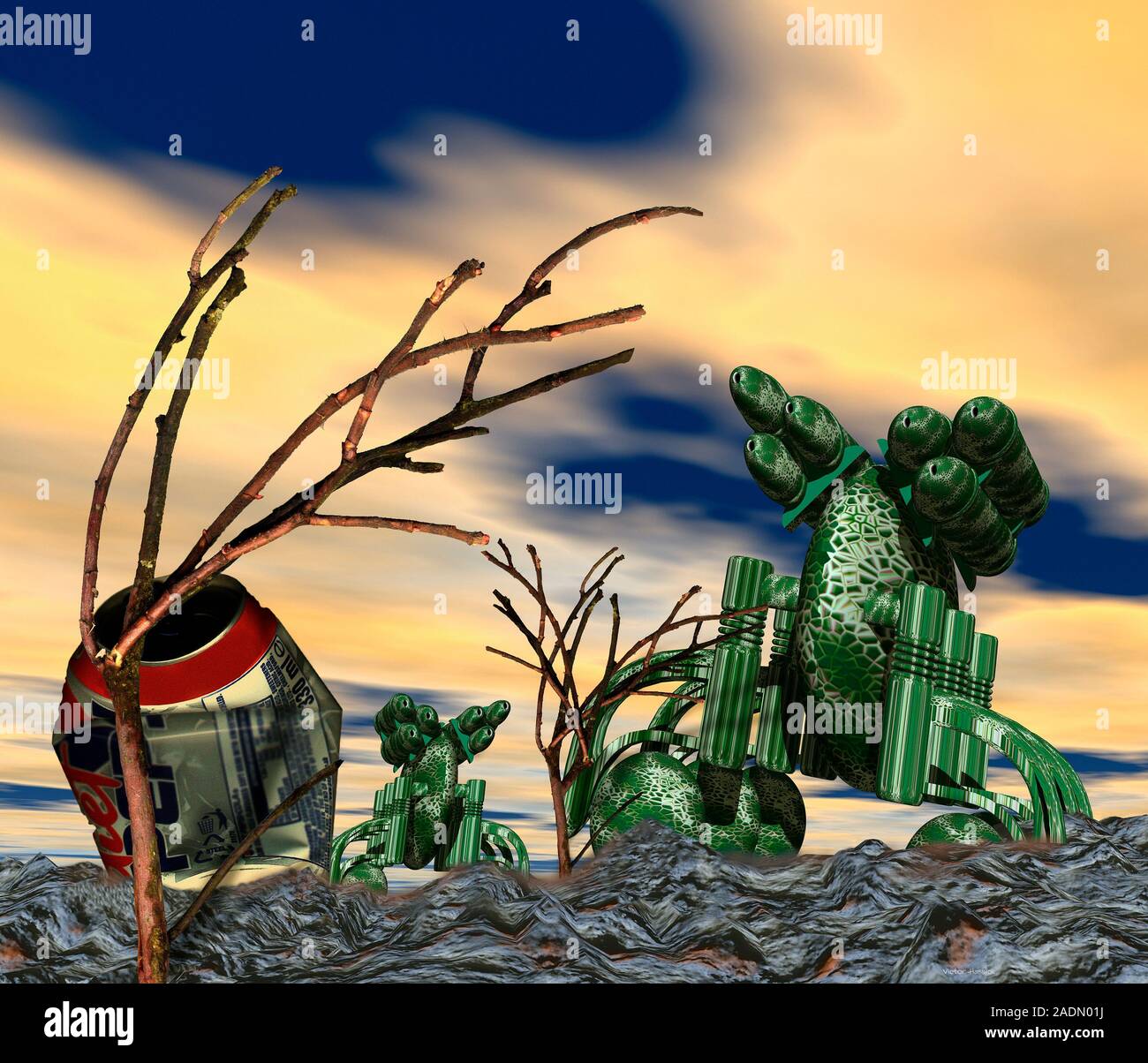 Military nanorobots. Computer illustration of military nanorobots ...