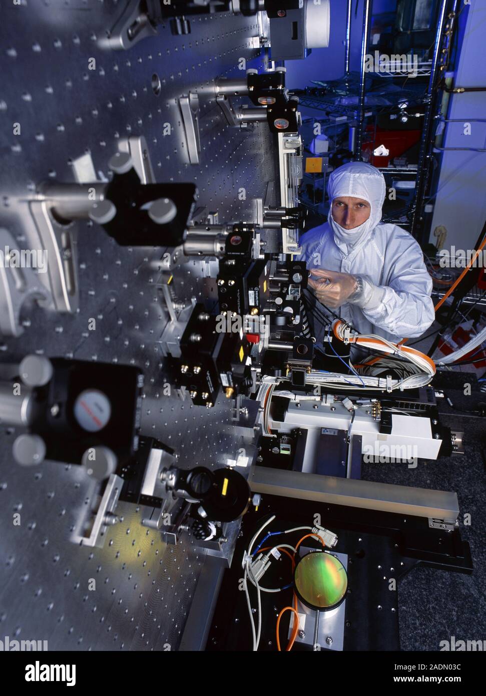 Nanotechnology. Researcher with a scanning beam interference ...