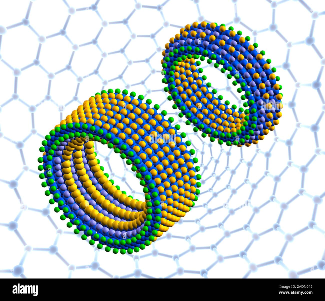 Molecular bearing. Computer model of the parts of a molecular bearing ...