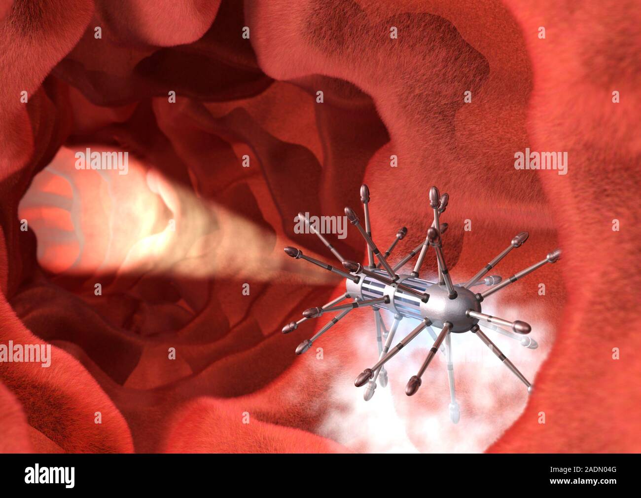 Medical nanorobot. Computer artwork of a nanorobot inside the human ...