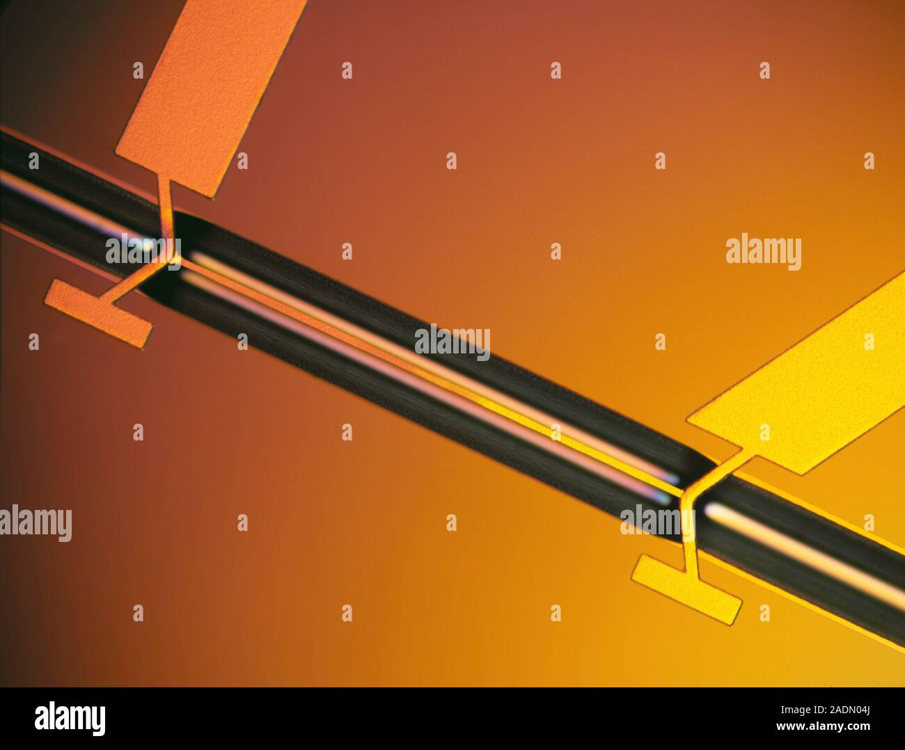 Miniature thermal conductivity detector. Coloured scanning electron ...