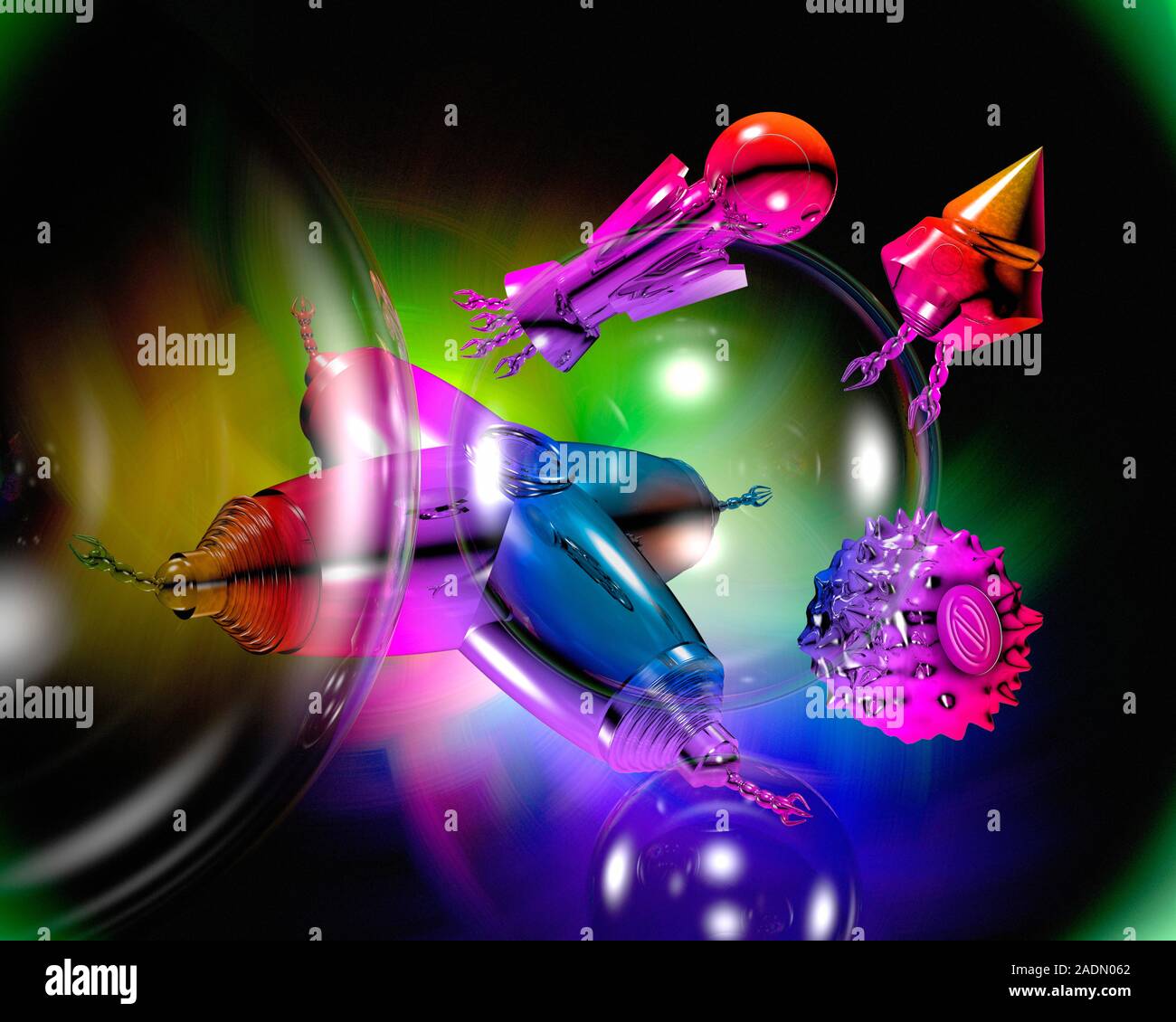 Nanotechnology machines, computer artwork. Future uses of ...