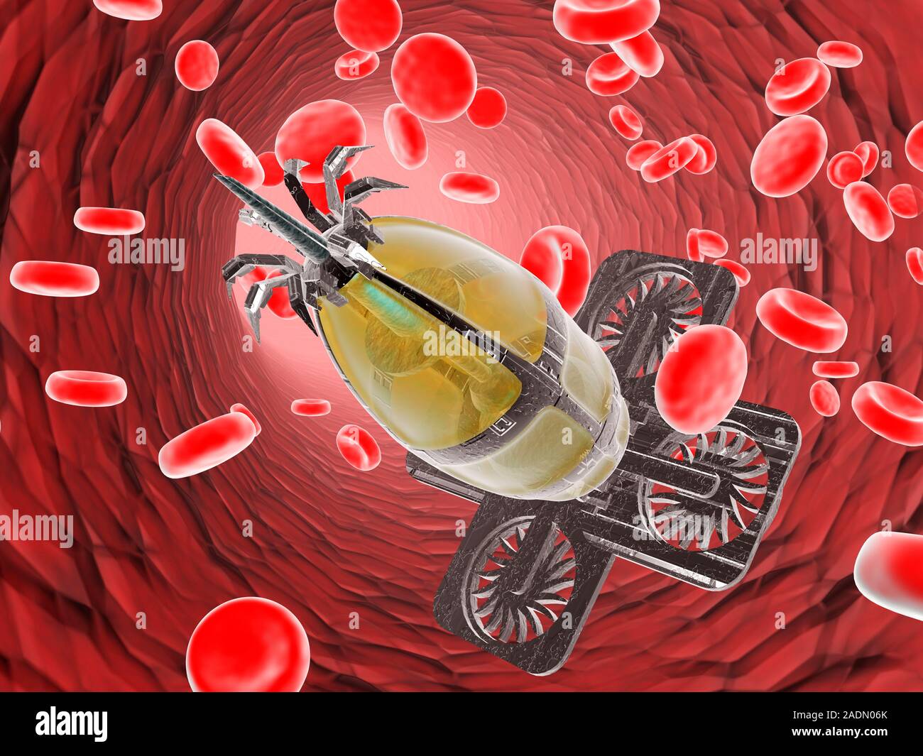 Nanorobot in the bloodstream, computer artwork. Nanorobots is a term ...