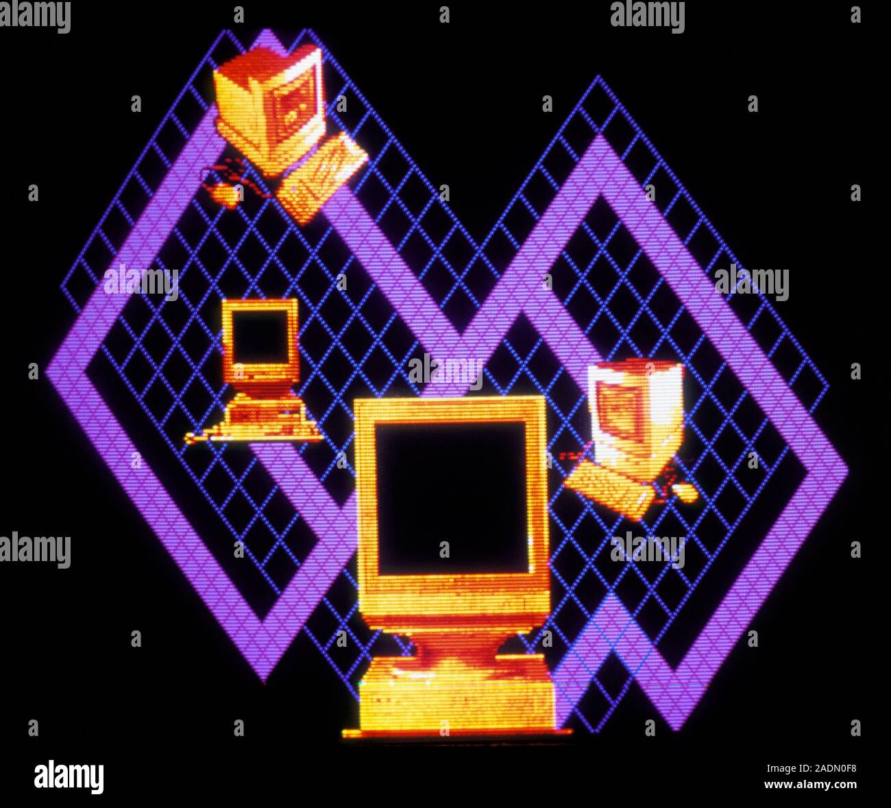 Computer networking: computer graphics illustration of personal ...