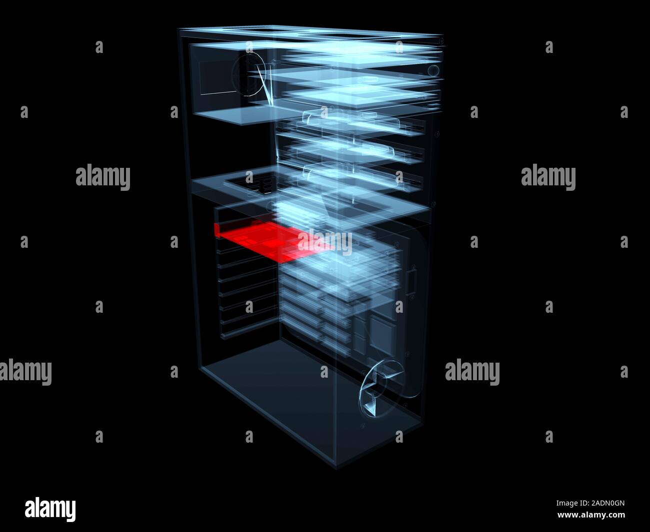 Home computer. Computer artwork showing the interior of a home computer ...