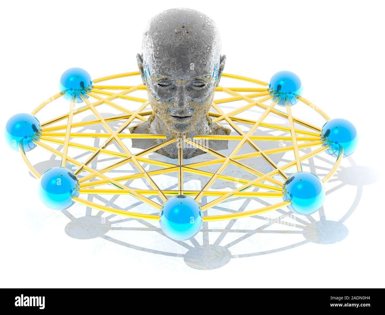 Network. Conceptual computer artwork showing a network, where each ...