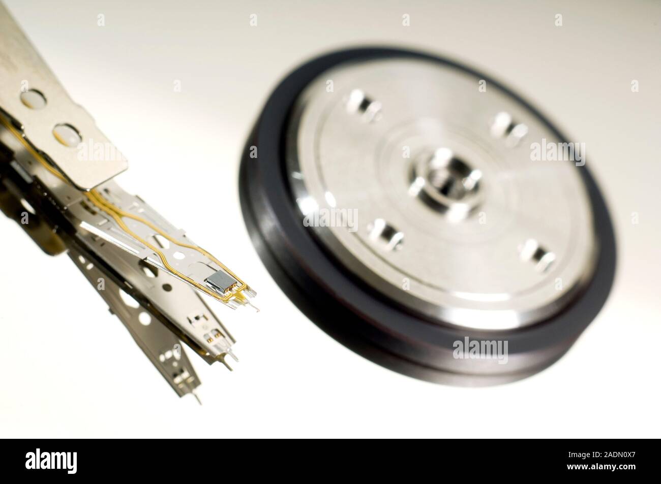 Computer hard disk read/write head. This mechanism reads from and ...