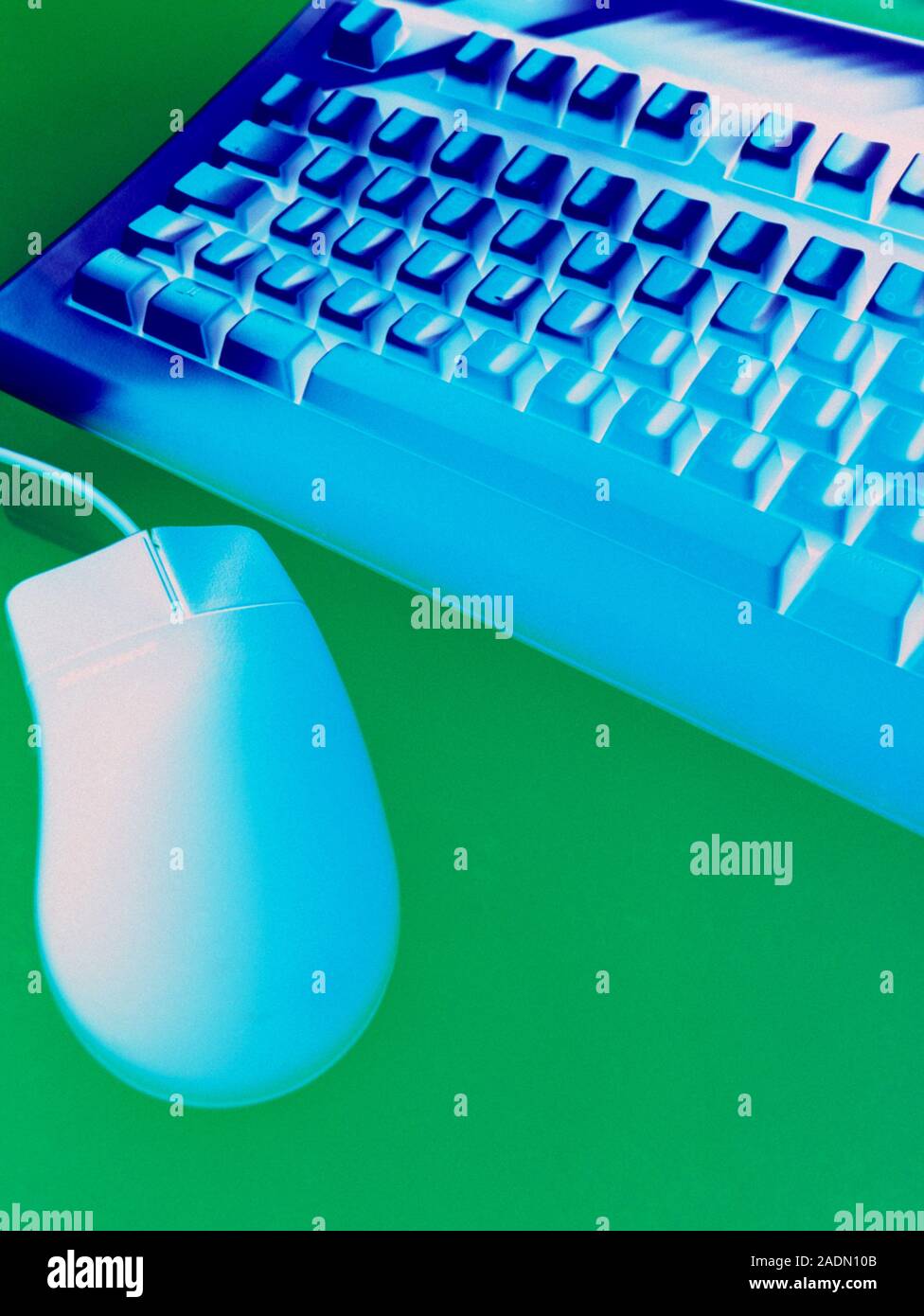 Computer mouse and keyboard. Mouse (lower left) and keyboard (upper ...