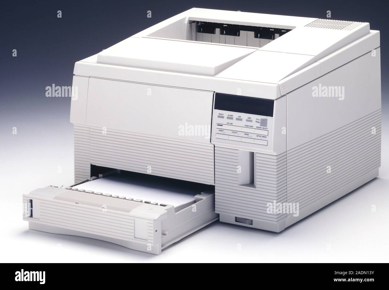 Computer printer with open paper tray Stock Photo - Alamy