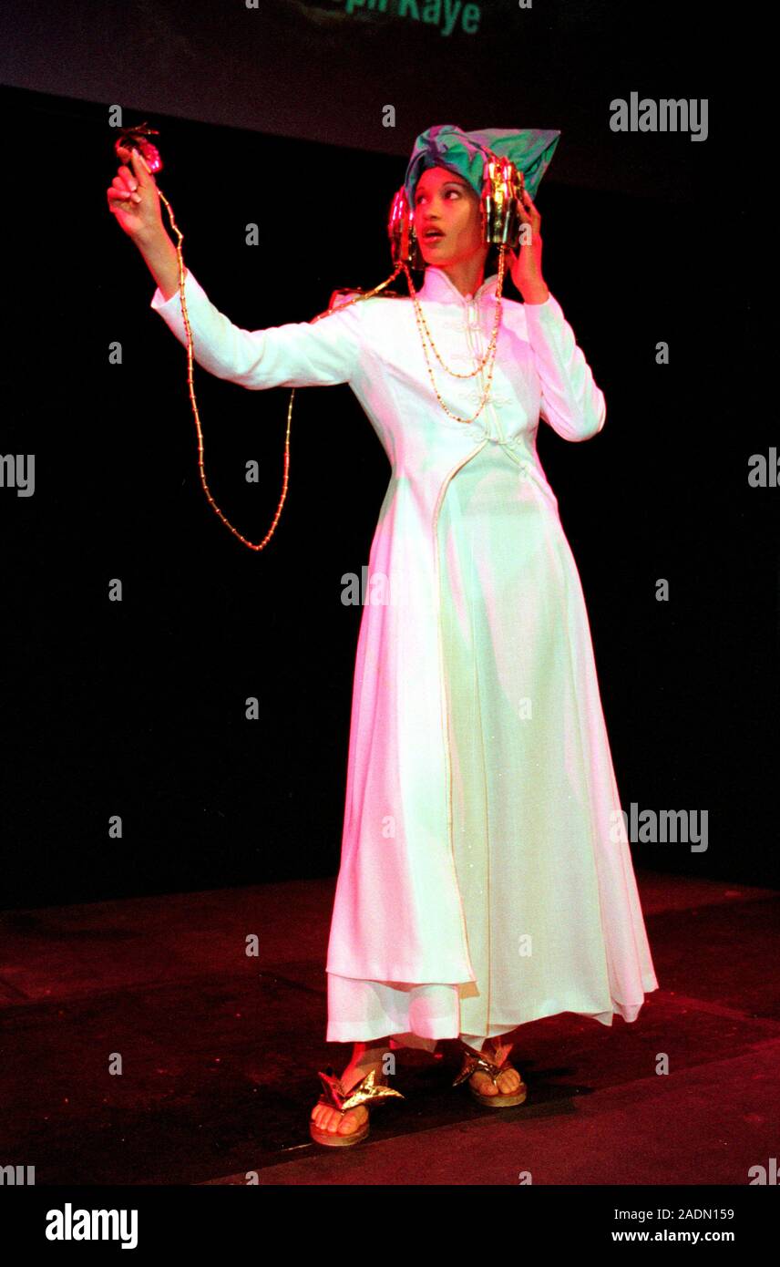 Computerised clothing. Fashion model wears comput- erised smart clothes ...