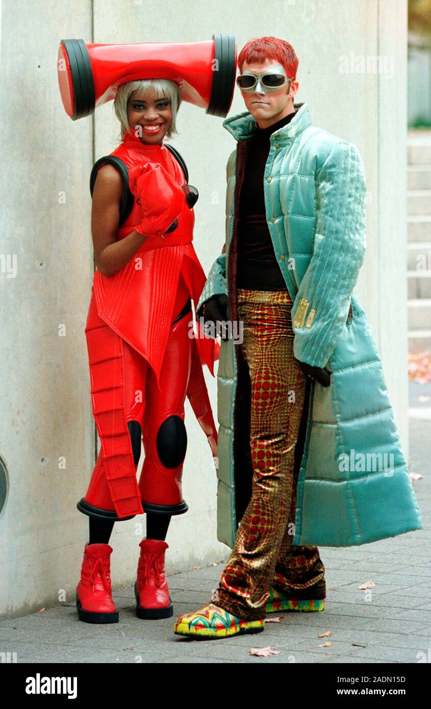 Computerised clothing. Fashion models wear comput- erised smart clothes ...