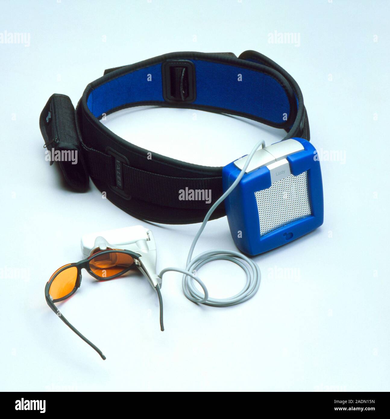 Wearable computing. Lizzy (blue), a belt-mounted portable computer ...