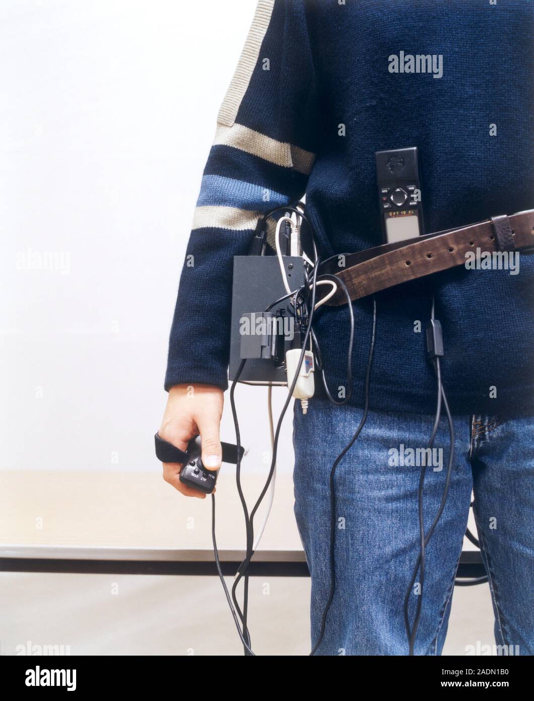 Wearable computer. Sulawesi computing system on a researcher's hip ...