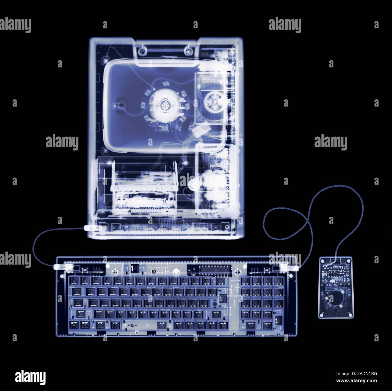 Desktop computer. X-ray of an Apple Macintosh Classic computer. The ...