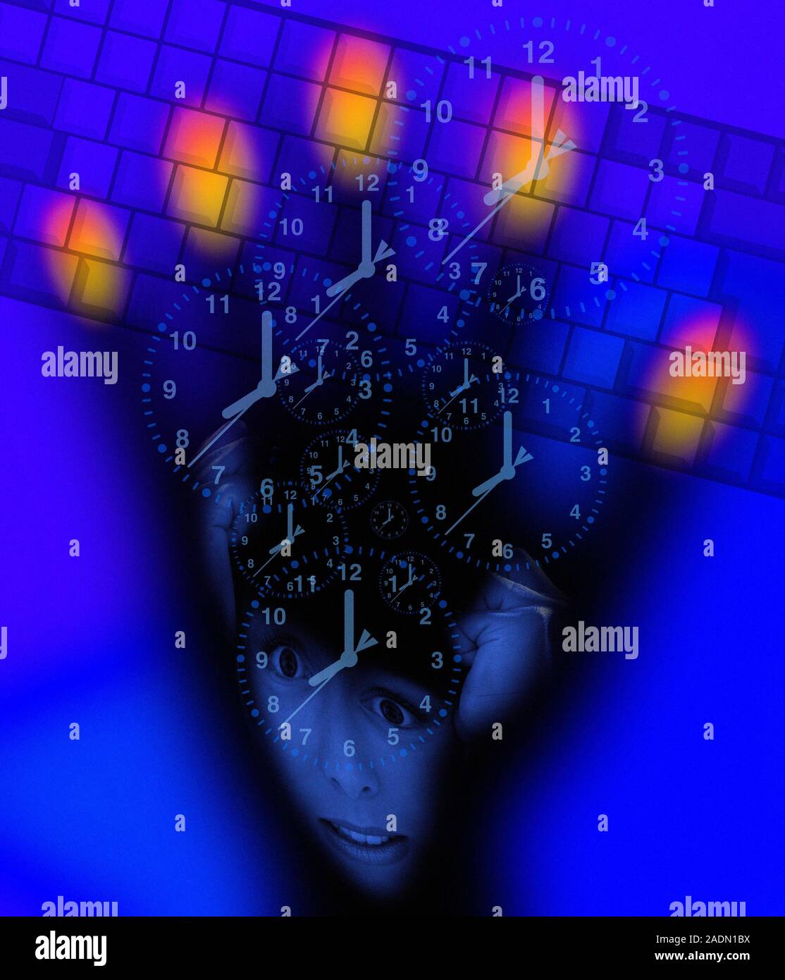 Computer overuse. Conceptual computer artwork of a hand and a computer ...