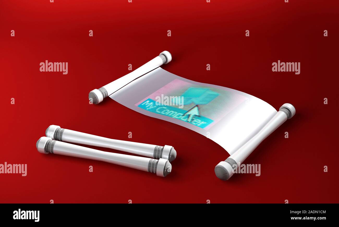 Flexible portable computer. Computer artwork of a portable computer ...