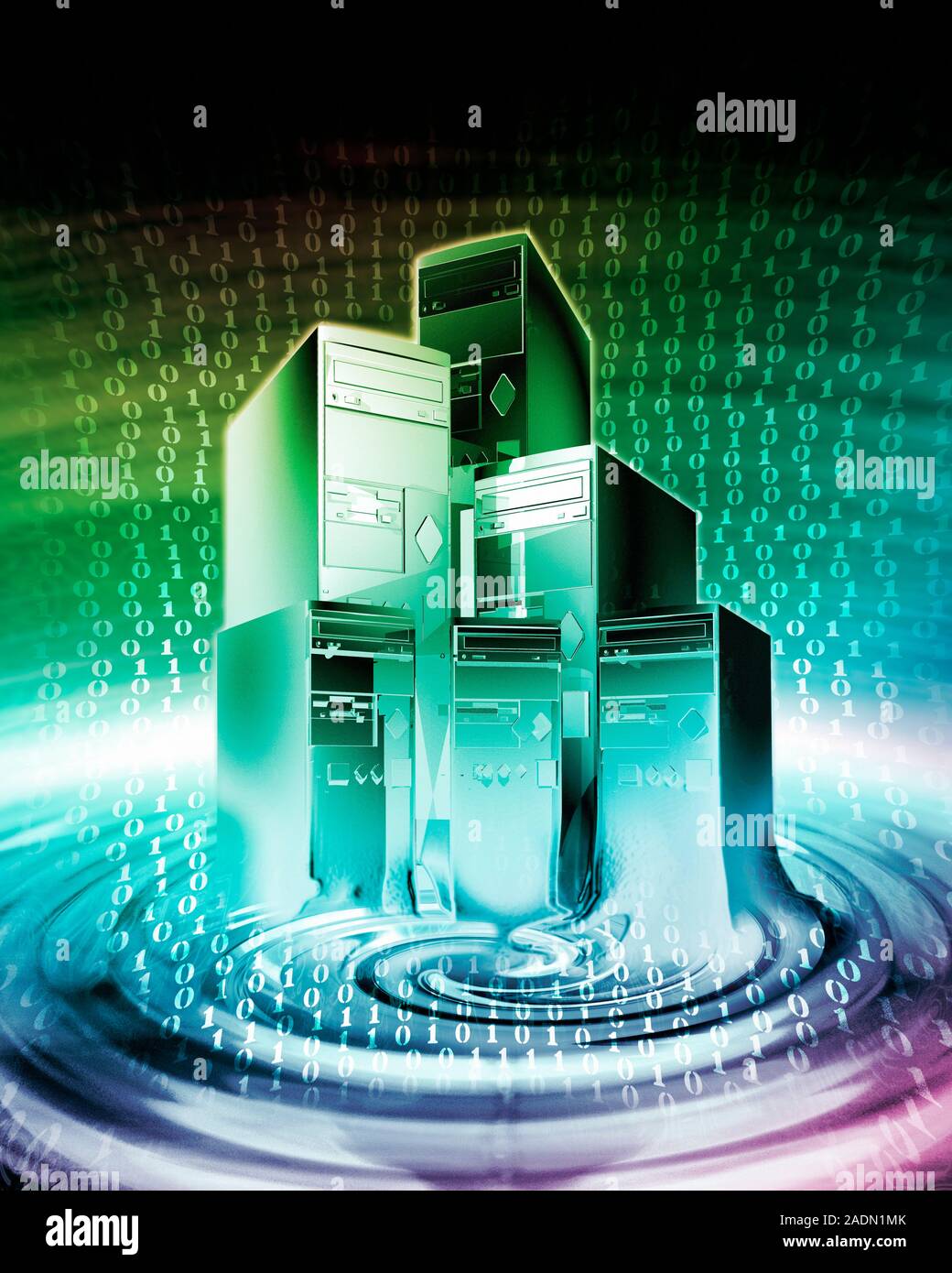 Computer meltdown. Conceptual computer artwork of computers melting ...