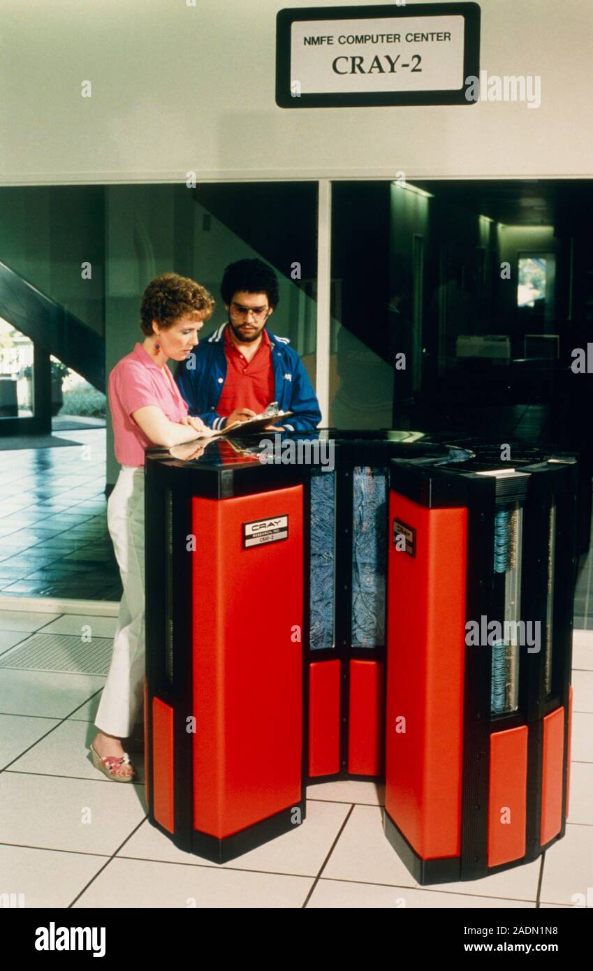 The distinctive appearance of the processor of a Cray 2 supercomputer ...