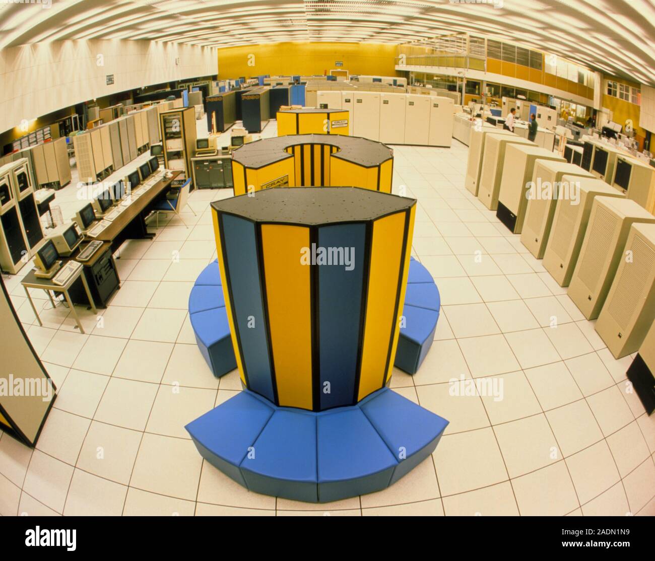 The distinctive shape & bright colouring of the CRAY X-MP/48 ... The distinctive shape & bright colouring of the CRAY X-MP/48 ...