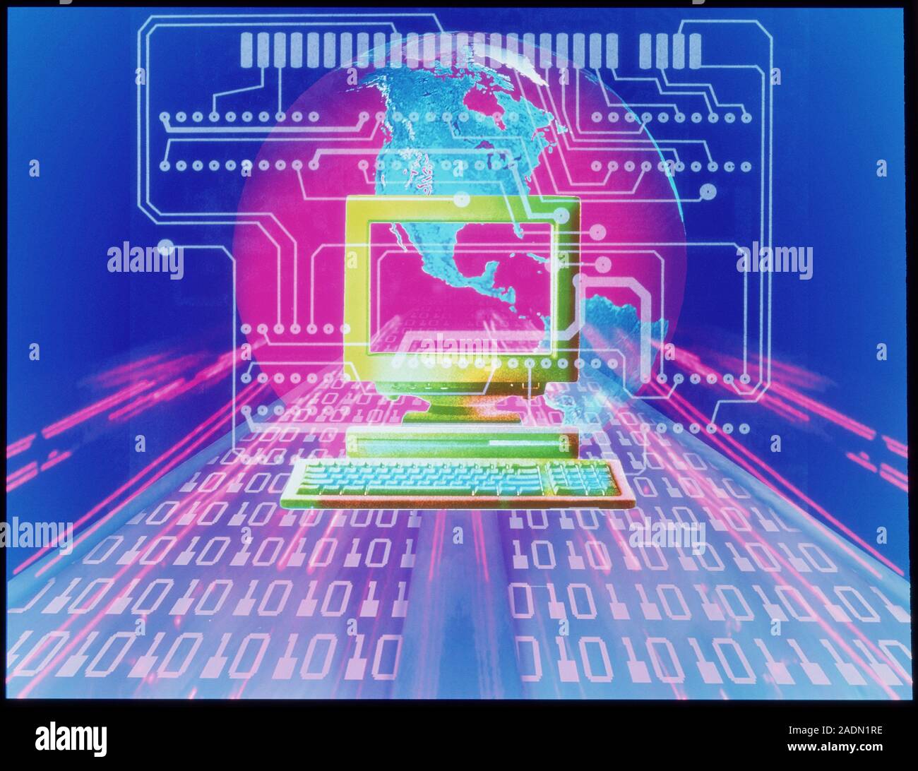 Information superhighway. Abstract computer art depicting the ...