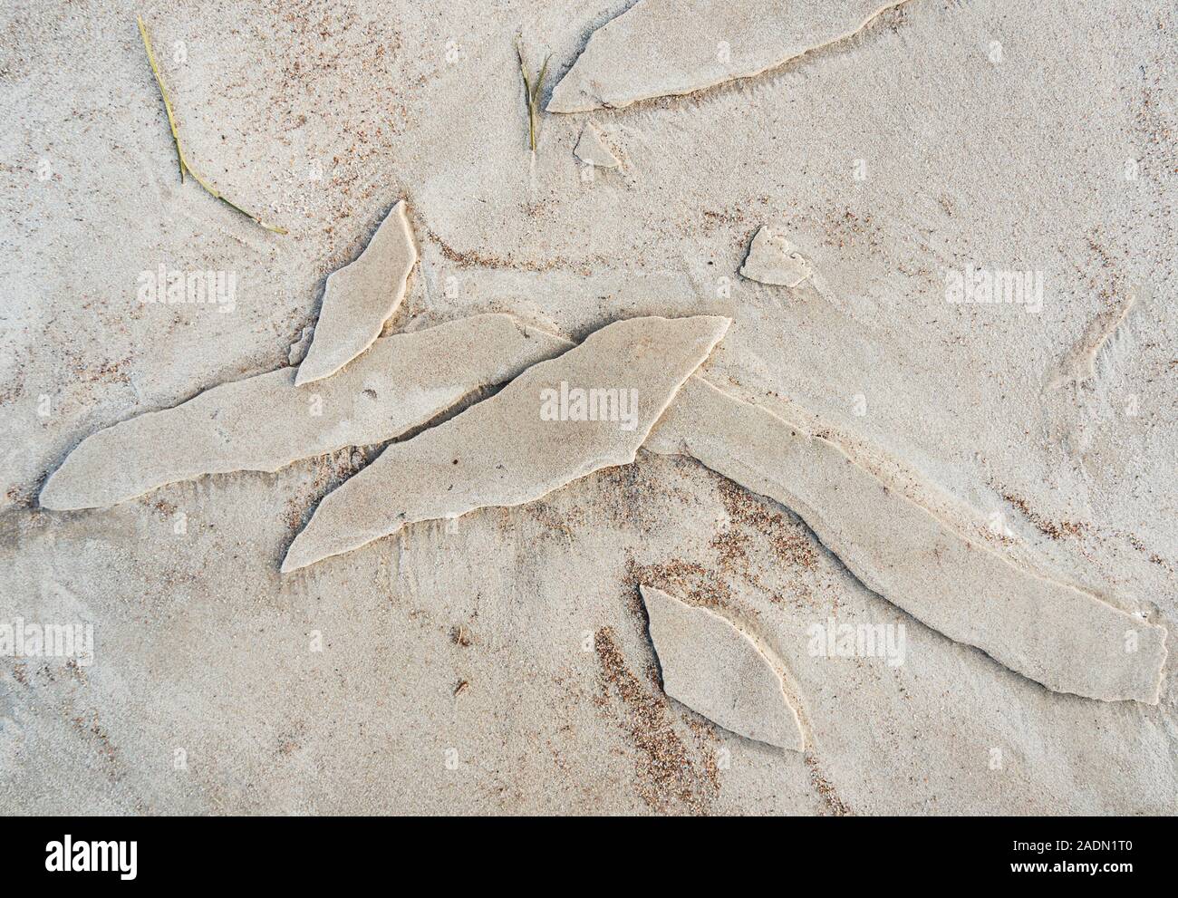 Beach background with broken frosted piece of wet sand Stock Photo - Alamy