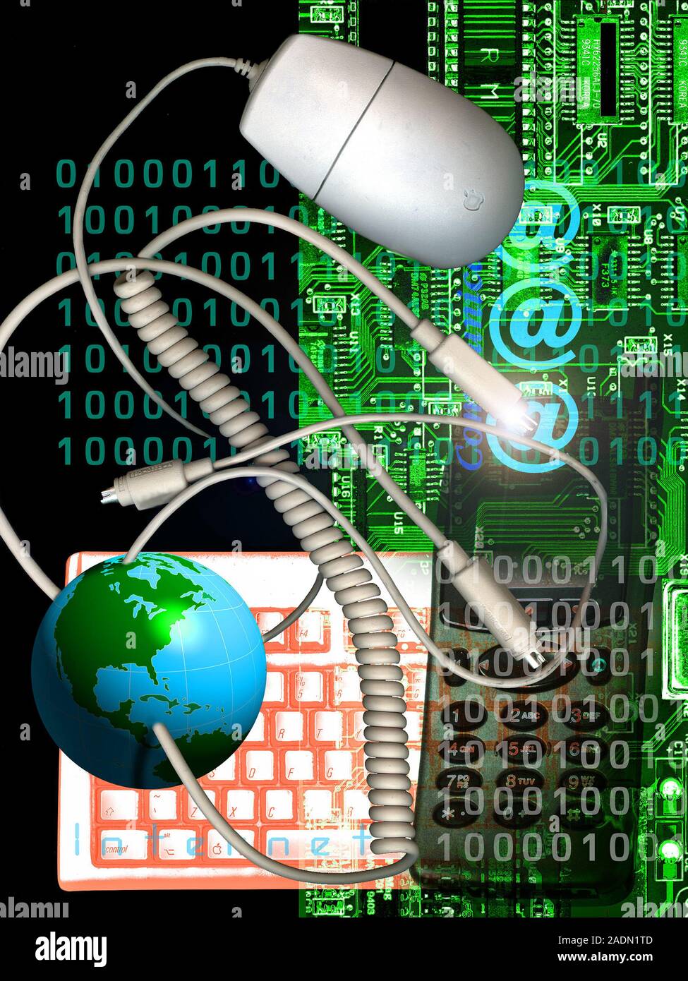 Internet communication. Abstract computer artwork representing internet ...