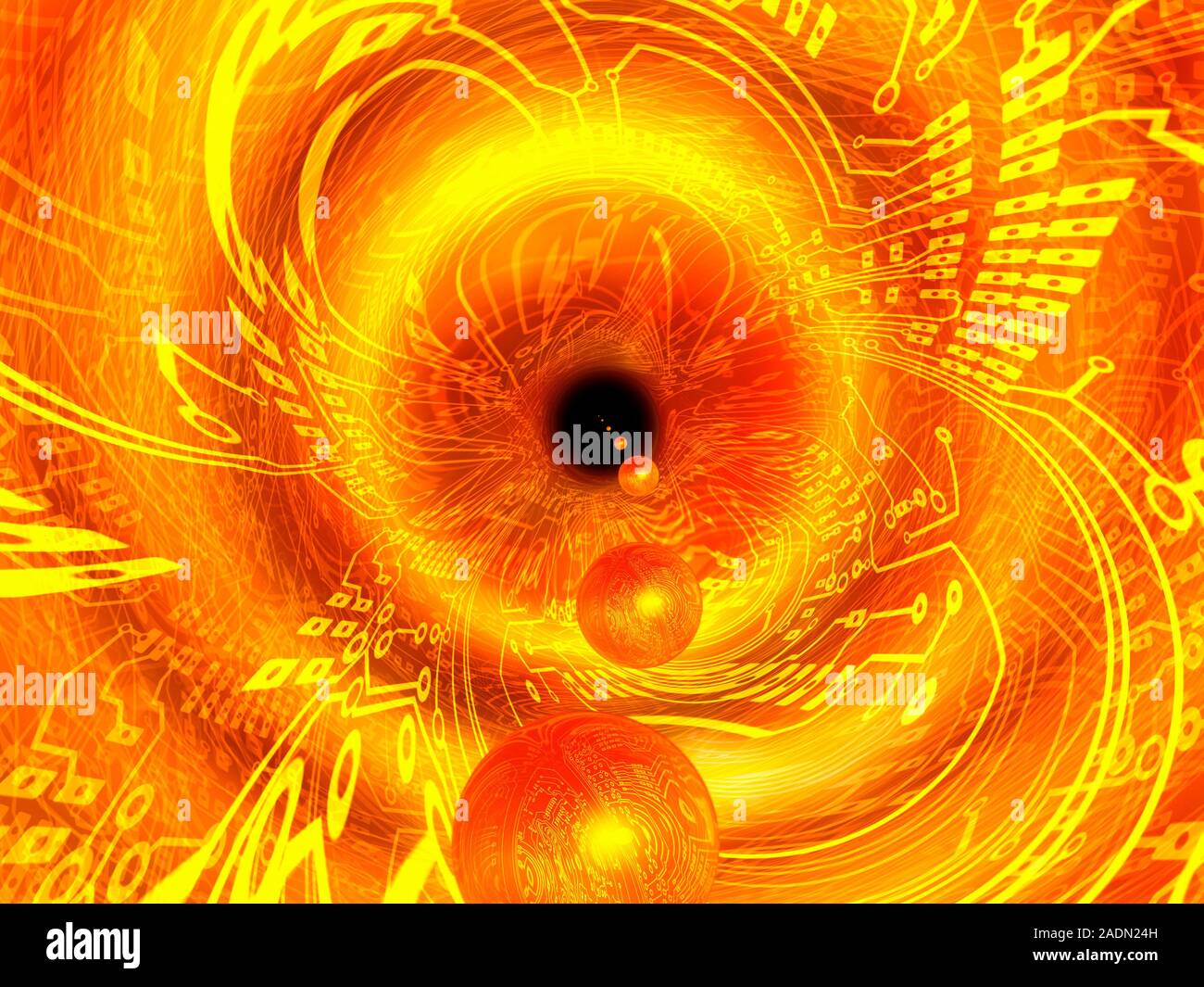 Quantum computing. Conceptual computer artwork of broadband internet ...