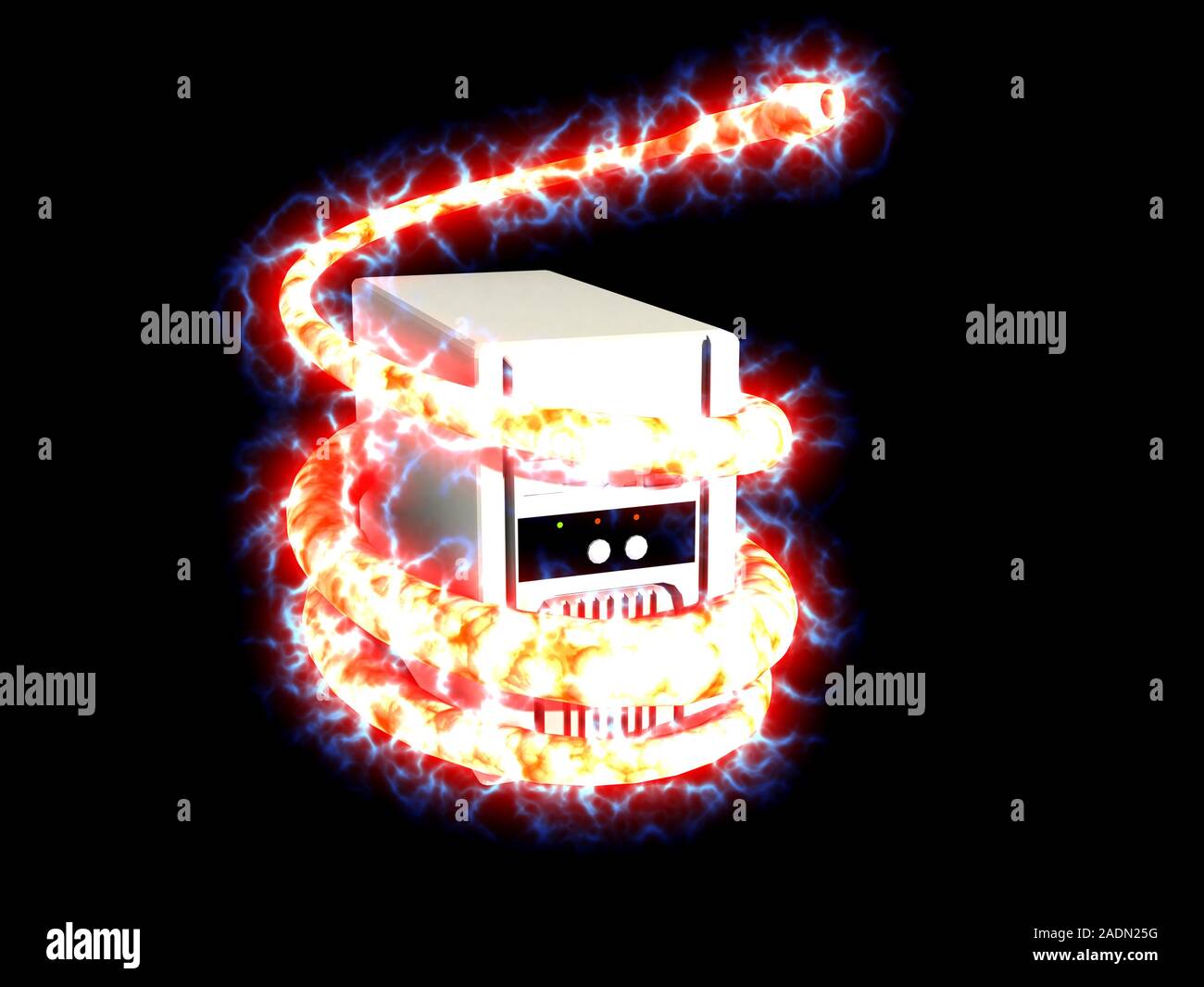 Computer worm. Computer artwork of a worm or snake wrapped around a ...