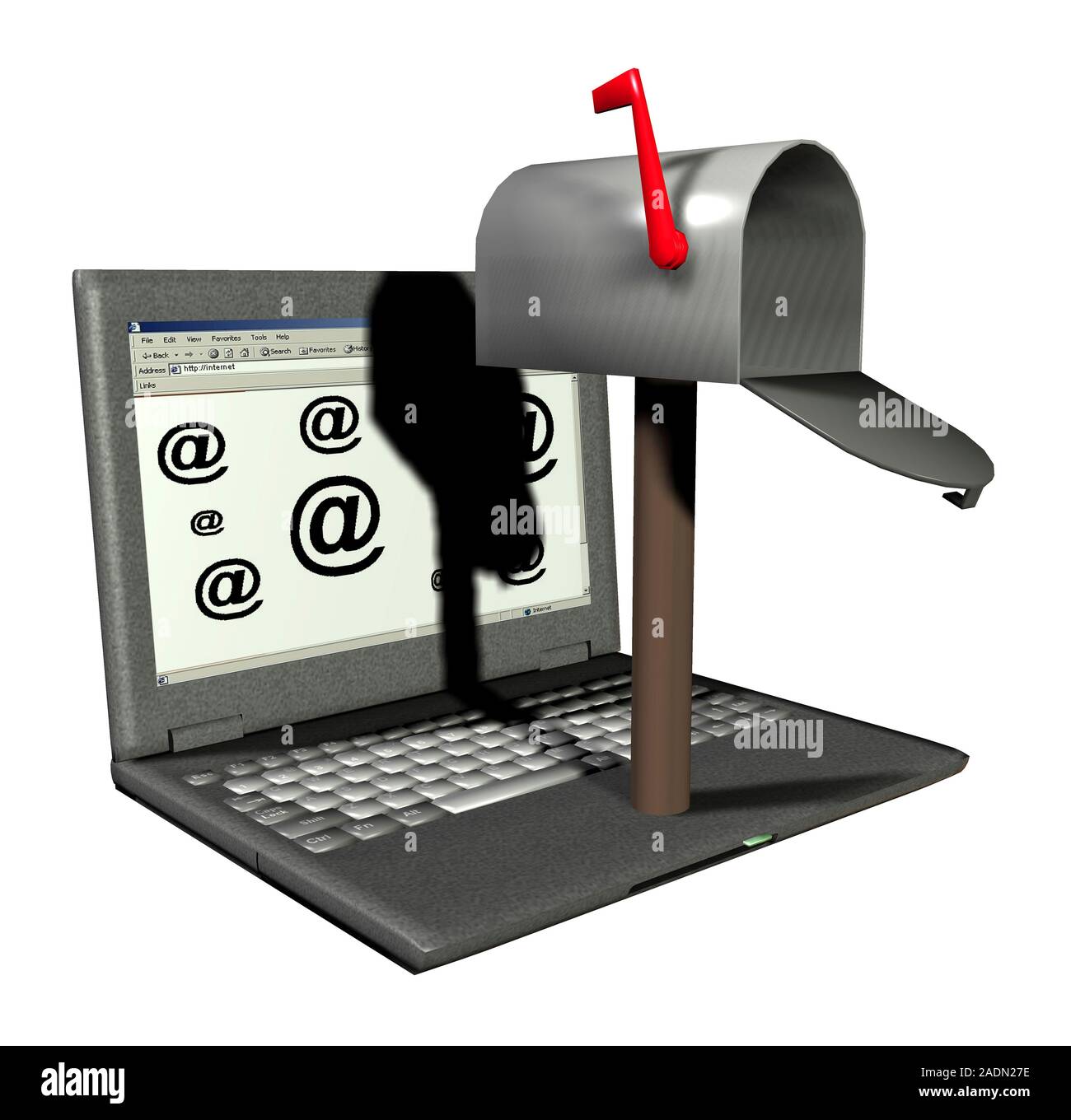 Email. Conceptual computer artwork of a mailbox on a laptop ...