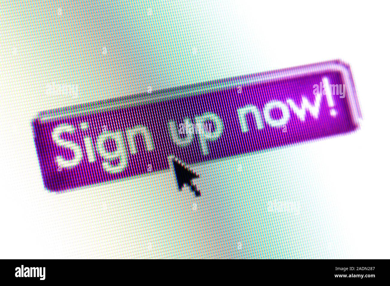 Internet marketing. Screen shot of a mouse cursor hovering over a 'Sign ...