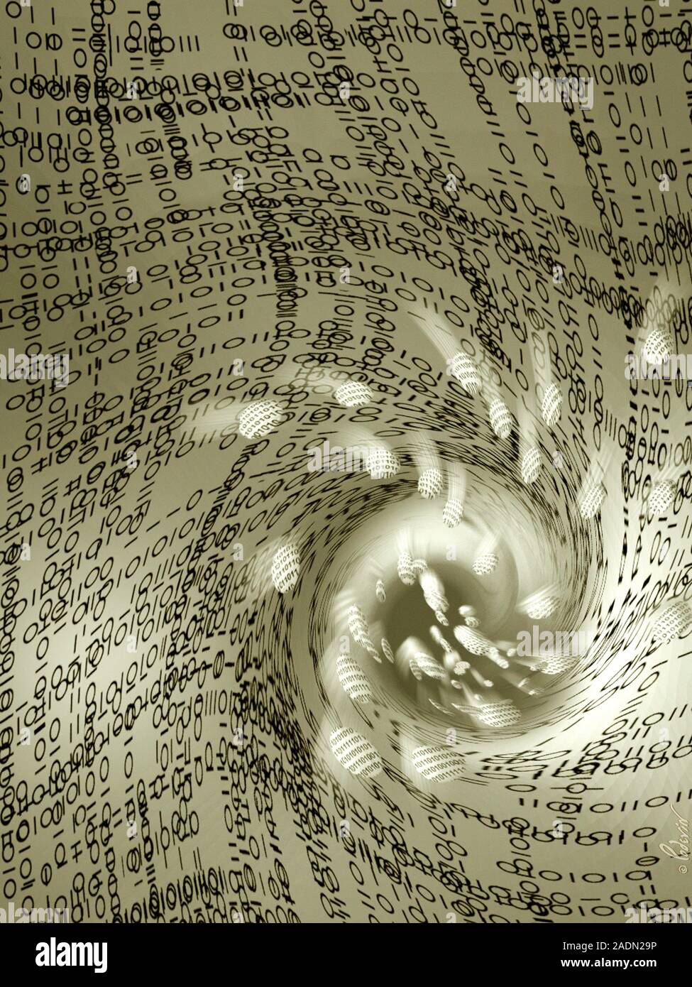 Computing. Conceptual computer artwork of computing, showing binary ...