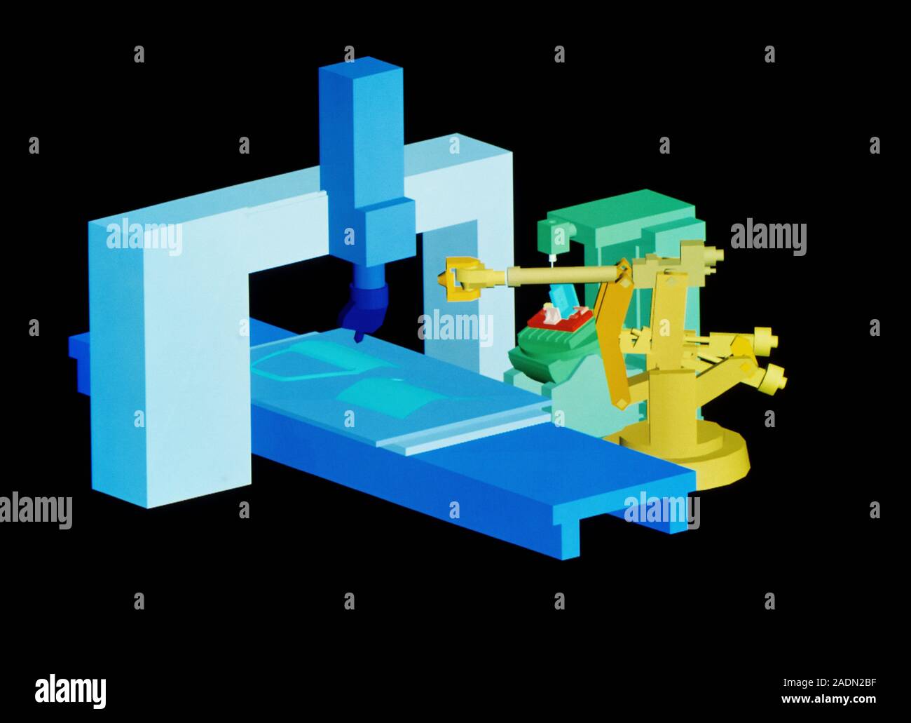 Industrial Robot Simulation Computer Display Showing A Simulation Of