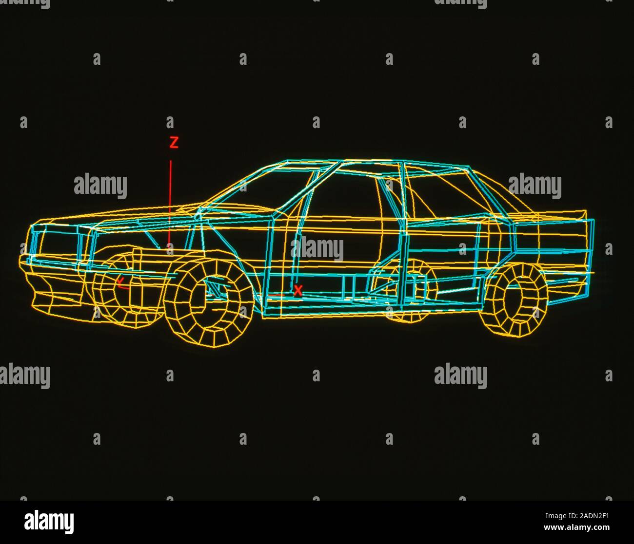 Car design. Computer-Aided Design (CAD) graphic of a car. The main ...