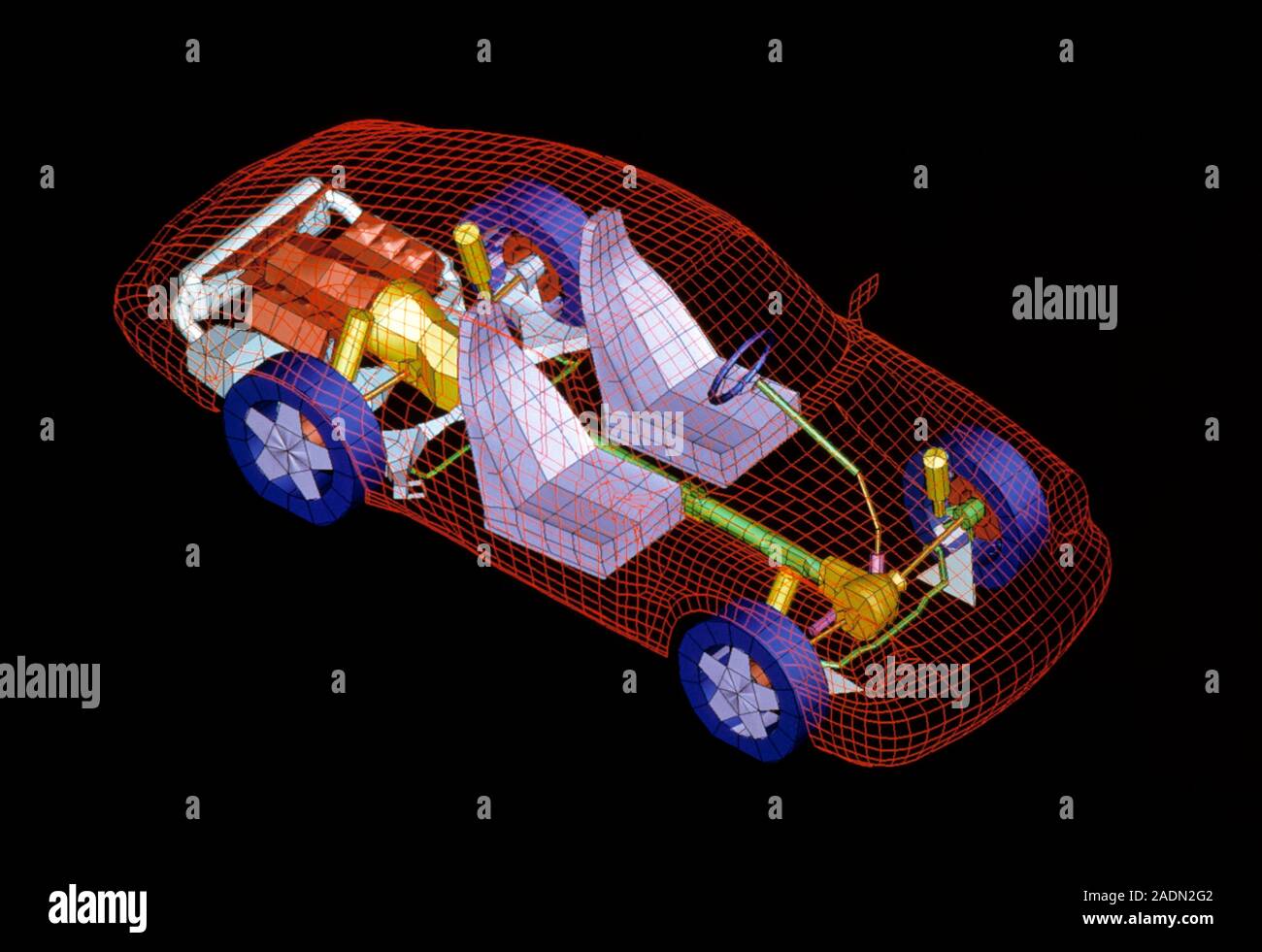 Car design. Screen showing computer-aided design (CAD) of a car. CAD ...