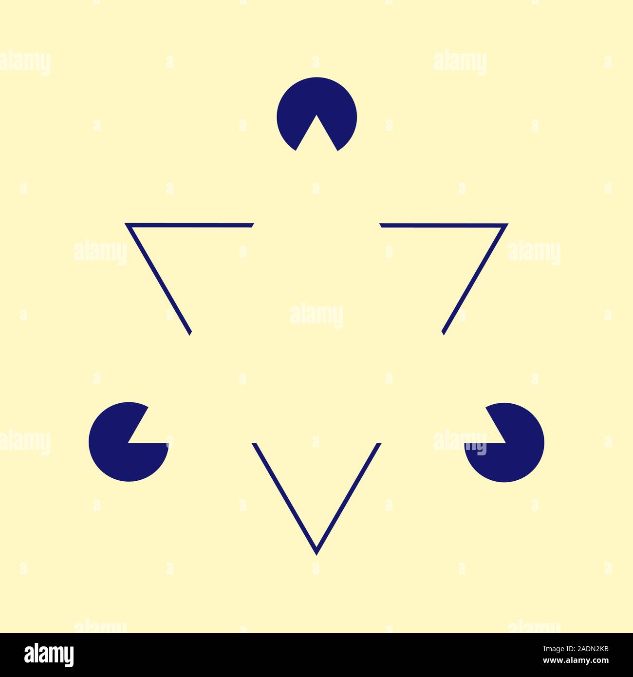 Kanizsa triangle. This image appears to depict a solid triangle overlaying another triangle ...