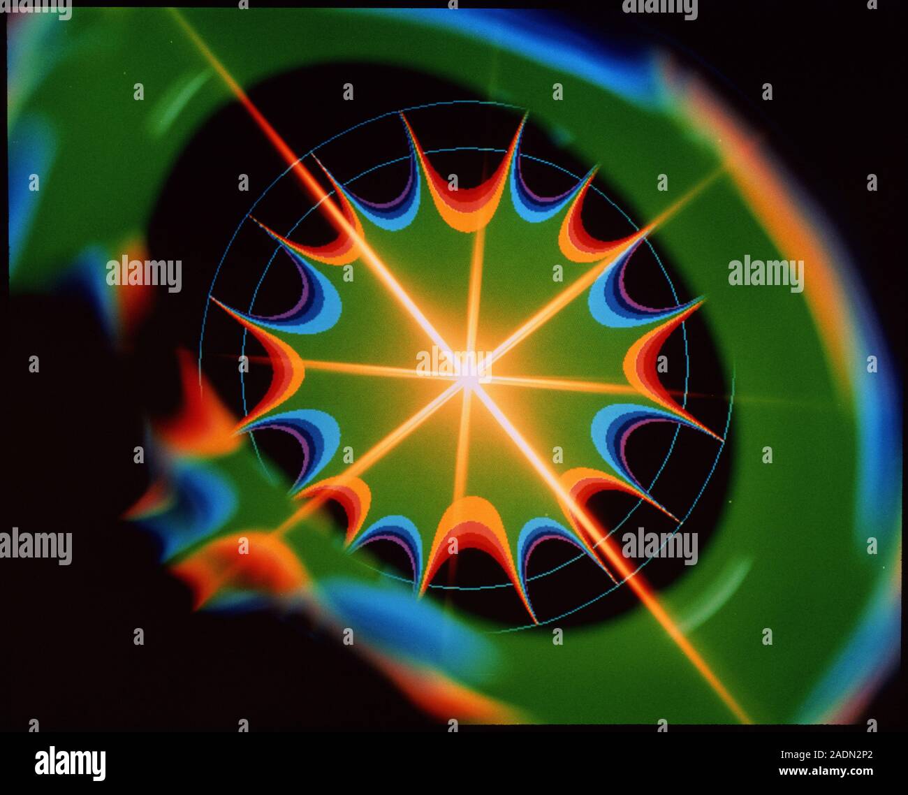 Magnetic field. Composite photograph and computer graphics image of the ...
