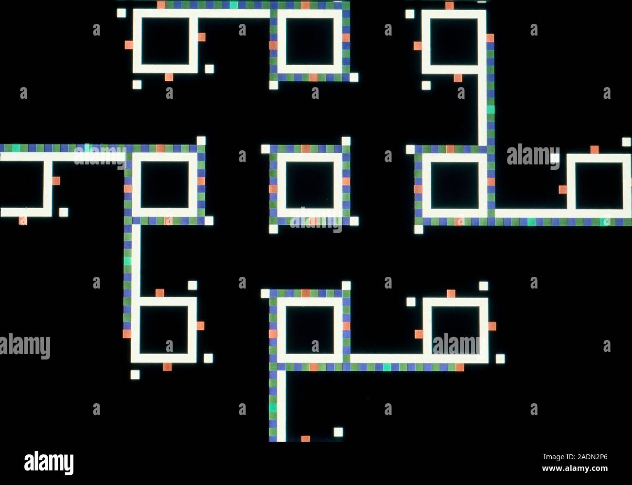 Artificial computer cells. Screen display of replicating artificial ...