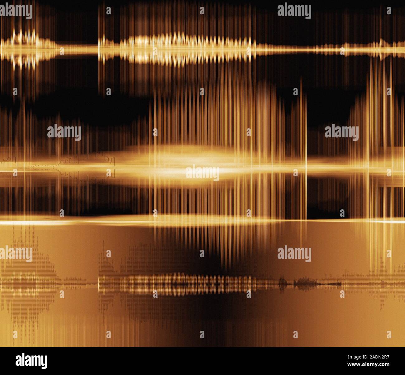Voice recognition. Conceptual computer artwork of several voice patterns (jagged waveforms ...