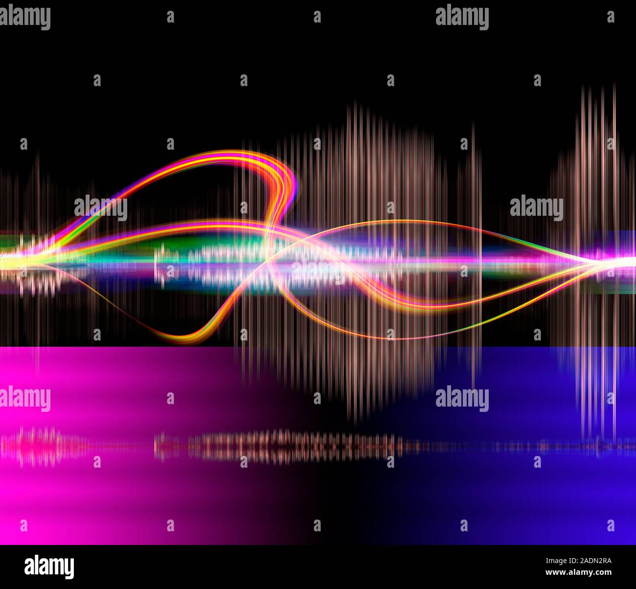 Voice recognition. Conceptual computer artwork of several voice patterns (jagged waveforms ...