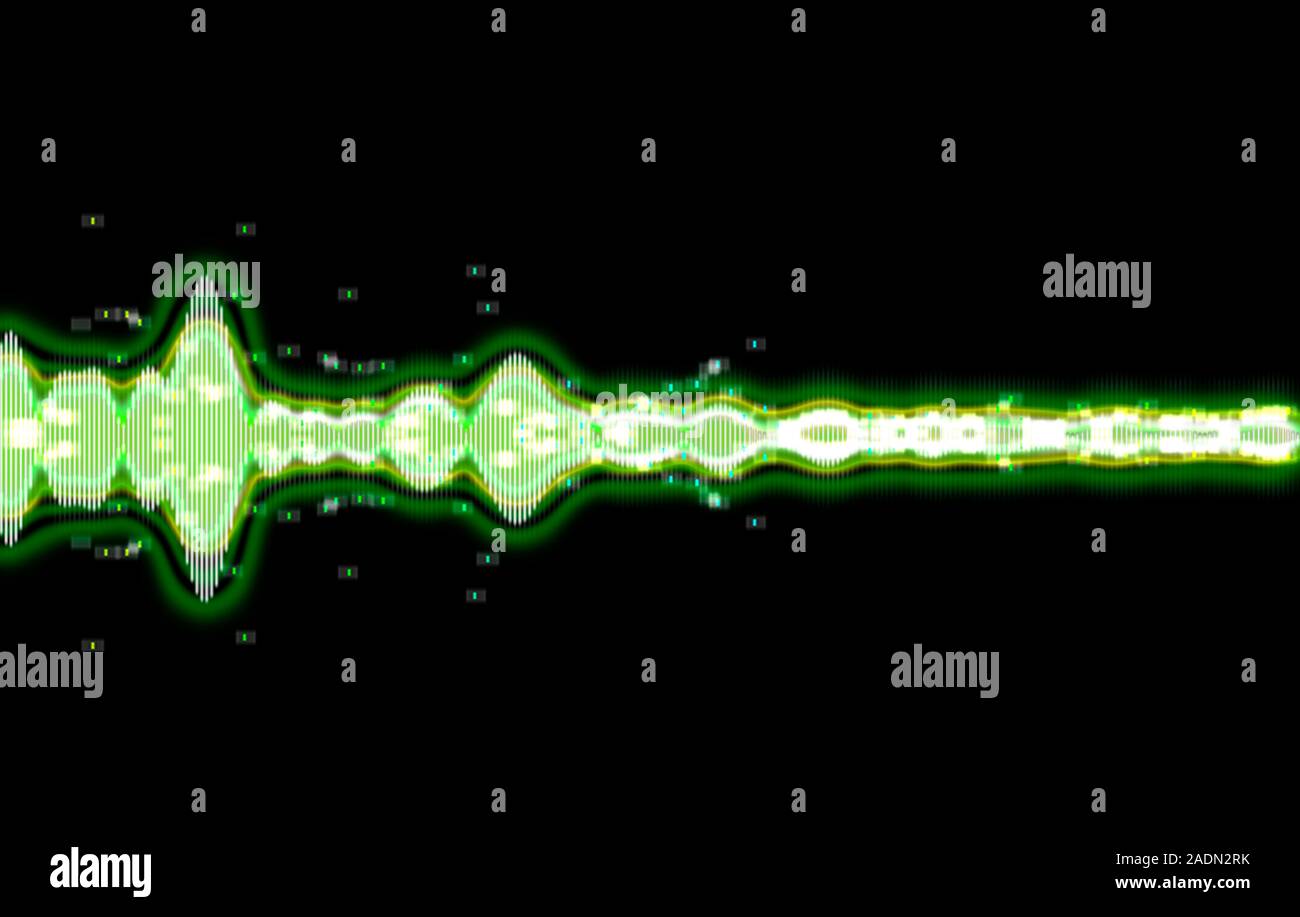 Voice recognition. Conceptual computer artwork of voice patterns (jagged waveforms ...
