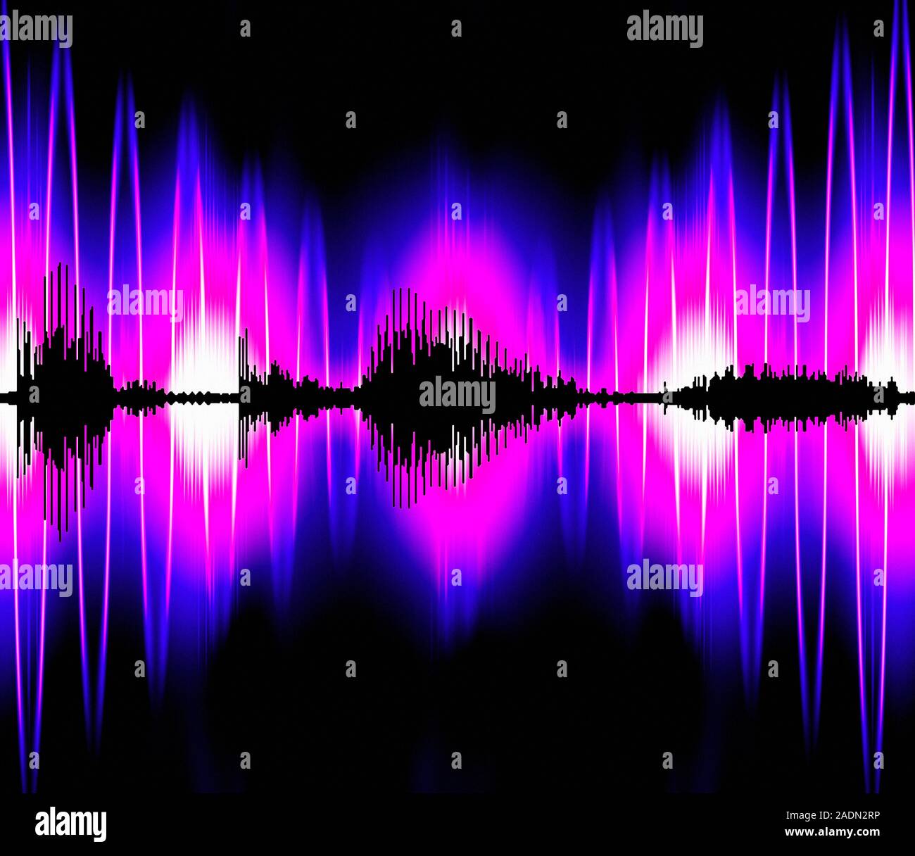Voice recognition. Conceptual computer artwork of voice patterns (waveforms, purple ...