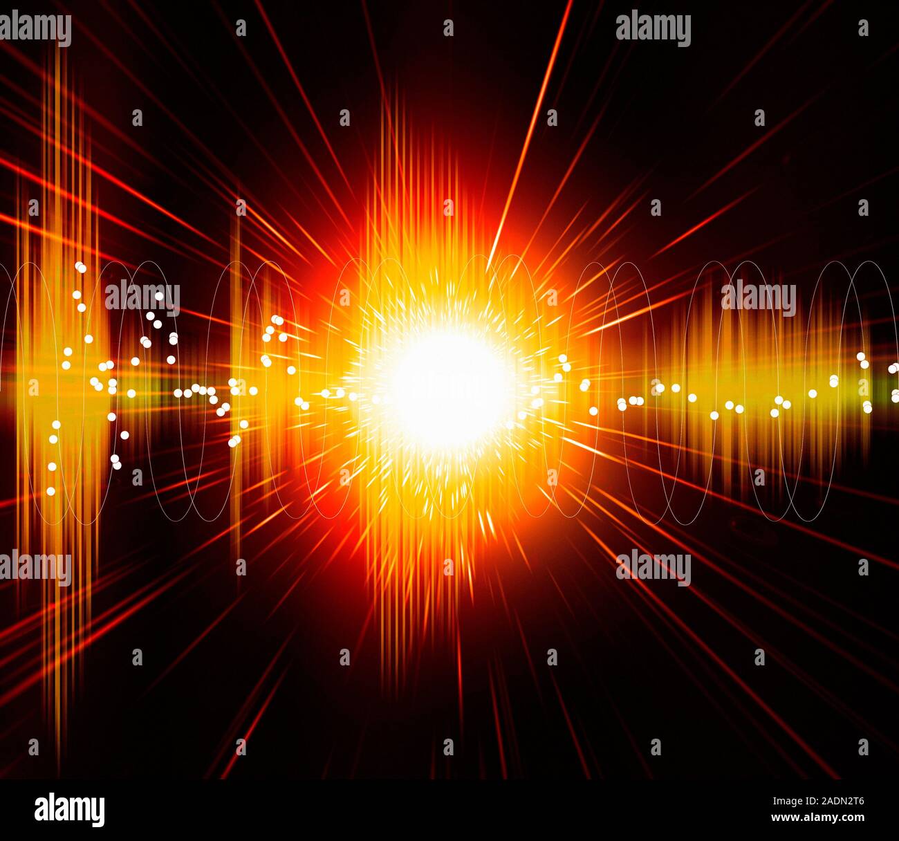 Voice recognition. Conceptual computer artwork of voice patterns (waveforms, orange ...