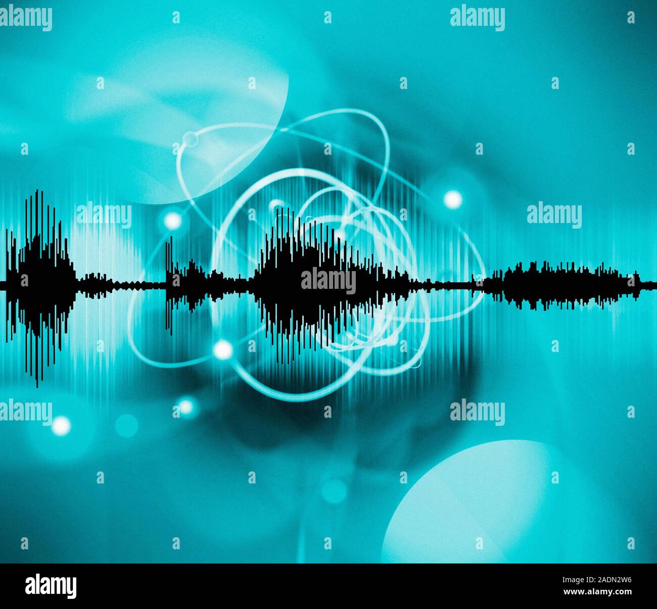 Voice recognition. Conceptual computer artwork of voice patterns (waveforms, black ...