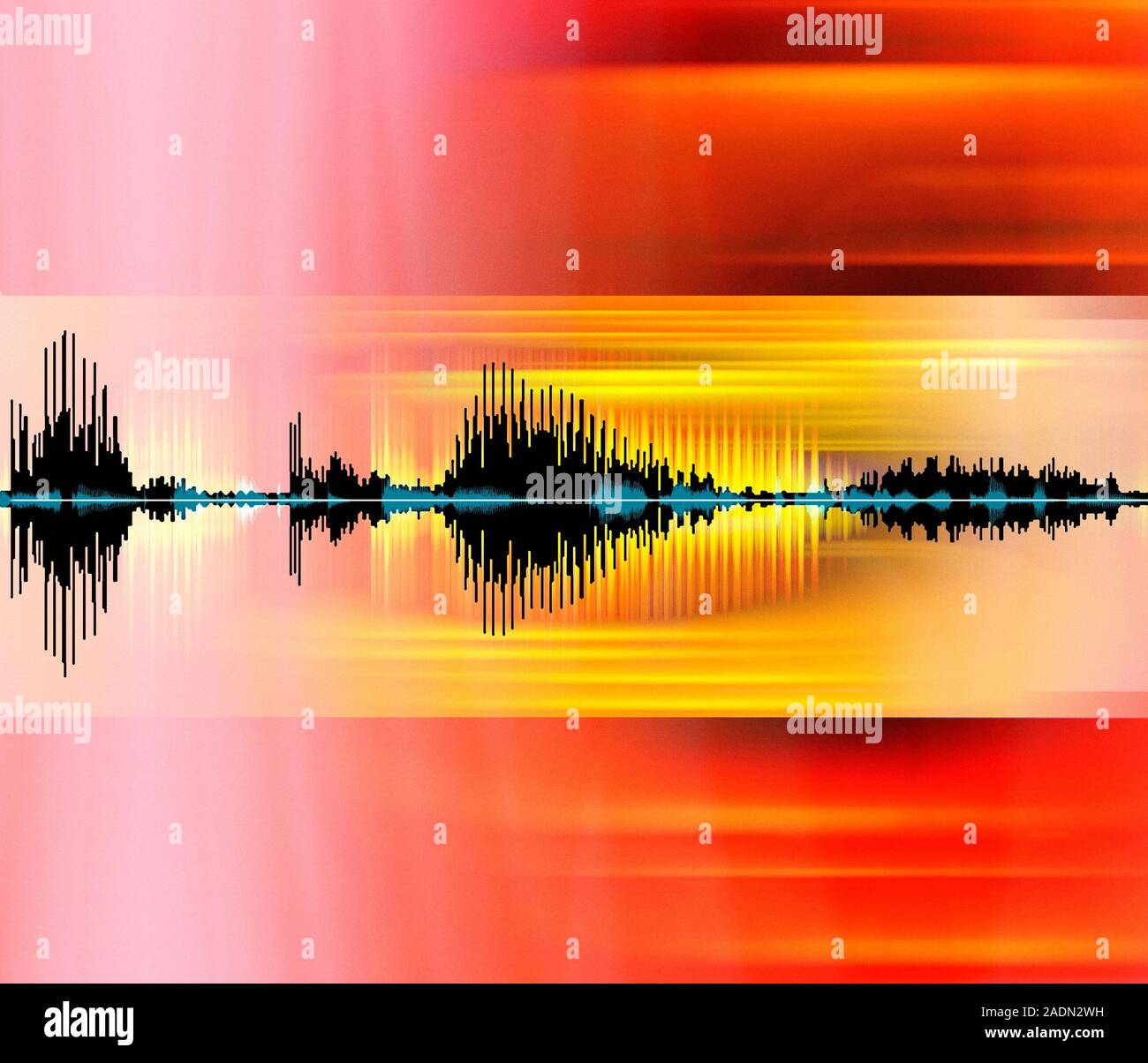 Voice recognition. Conceptual computer artwork of voice patterns (waveforms, black ...