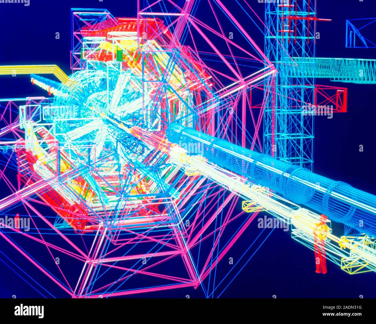 Virtual reality in physics. Computer-generated wire-frame drawing ...