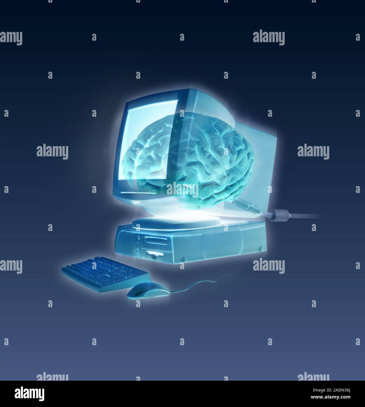 Artificial intelligence. Conceptual computer artwork of a human brain ...