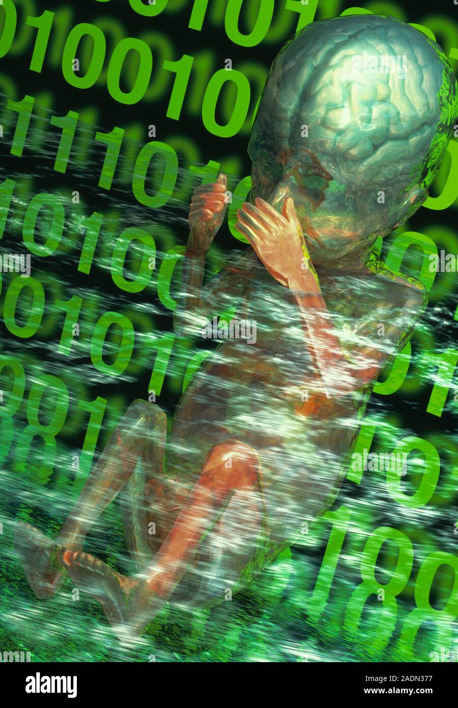 Baby artificial intelligence. Conceptual computer artwork of a digital ...