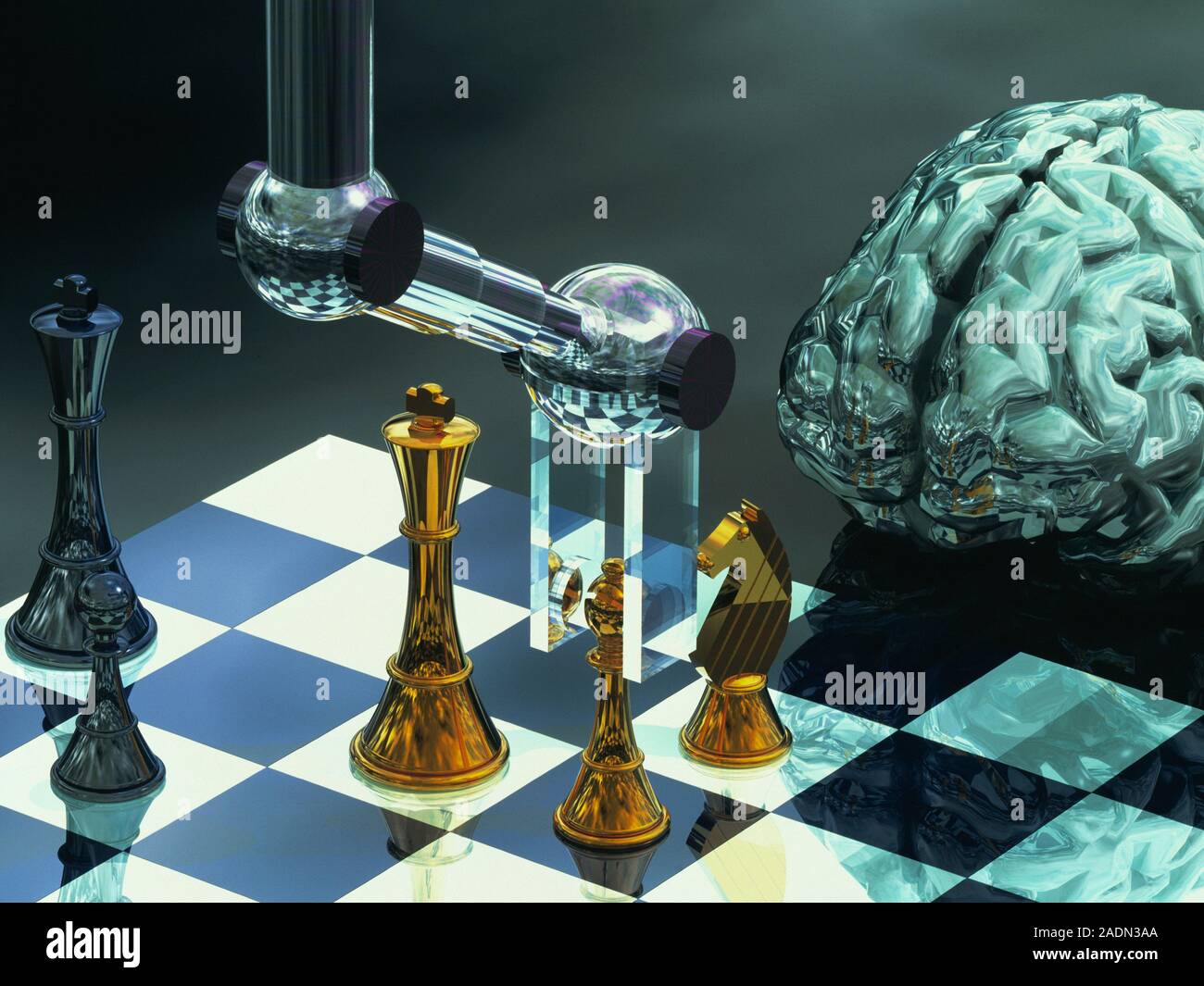 Artificial intelligence. Conceptual computer artwork of a virtual brain ...